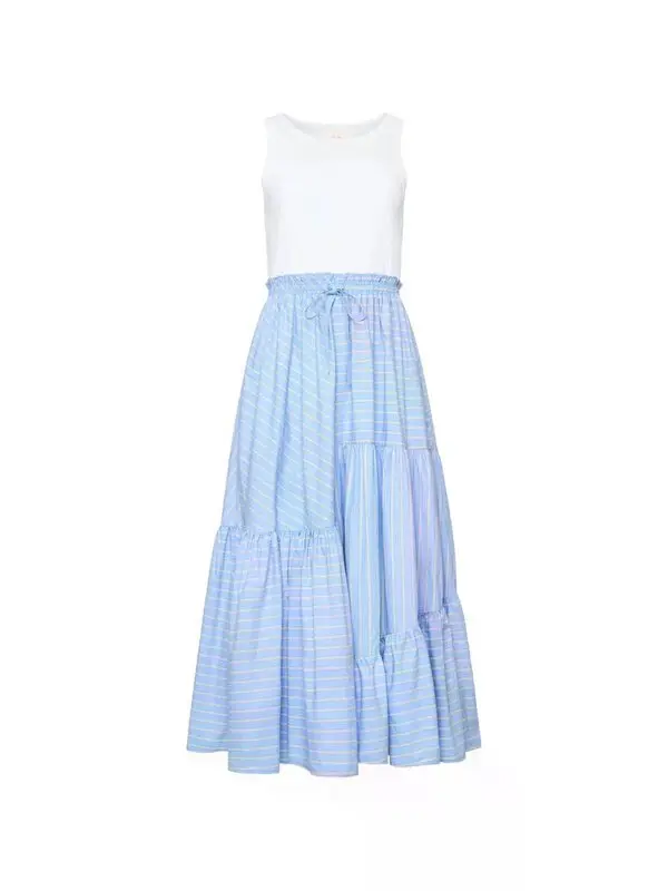 Cinq À Sept Striped Ruffled Midi Dress - Blue
