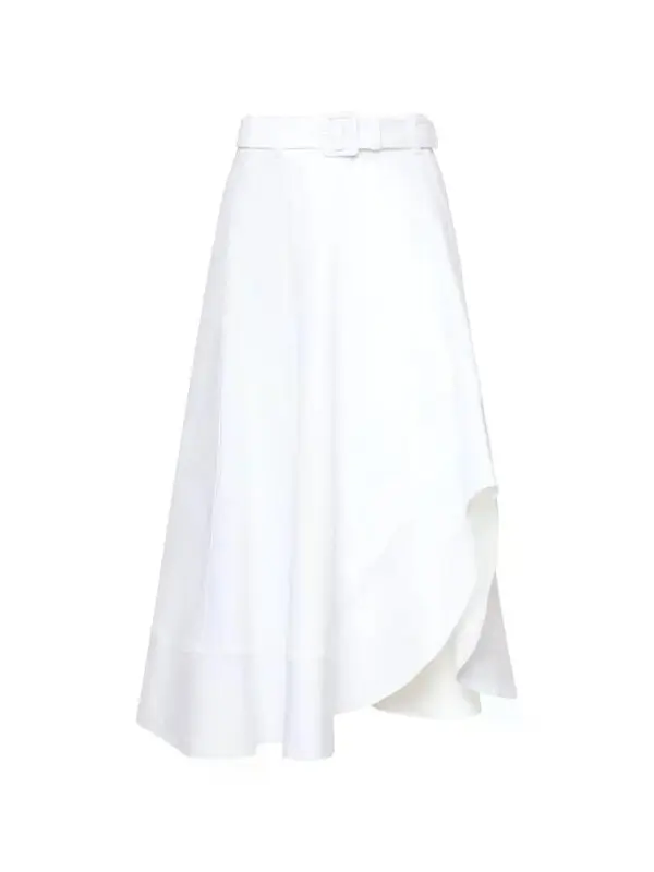Cinq À Sept Jean Belted Asymmetric Midi Skirt - White