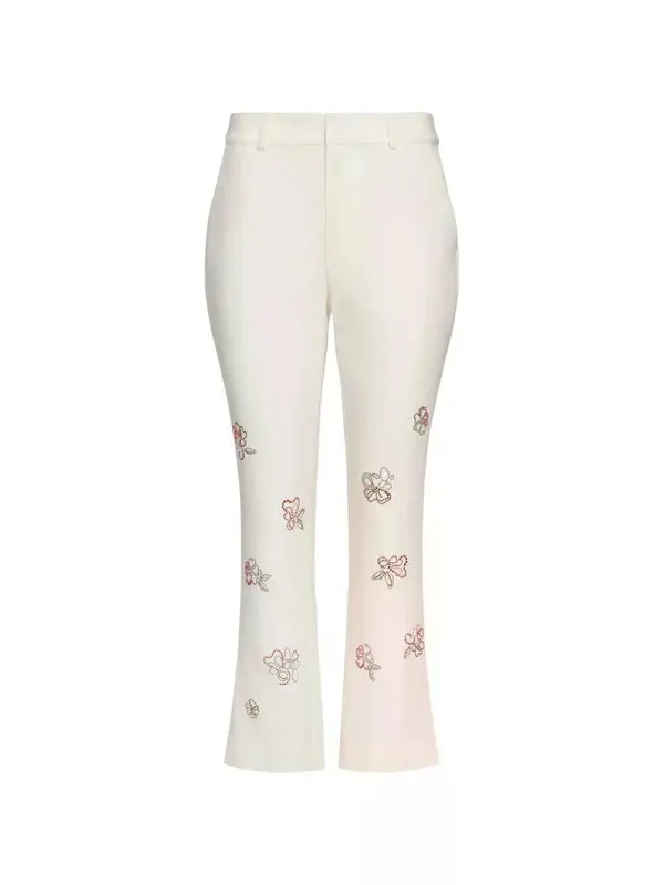 Cinq À Sept Floral-detail Cropped Trousers - Neutrals