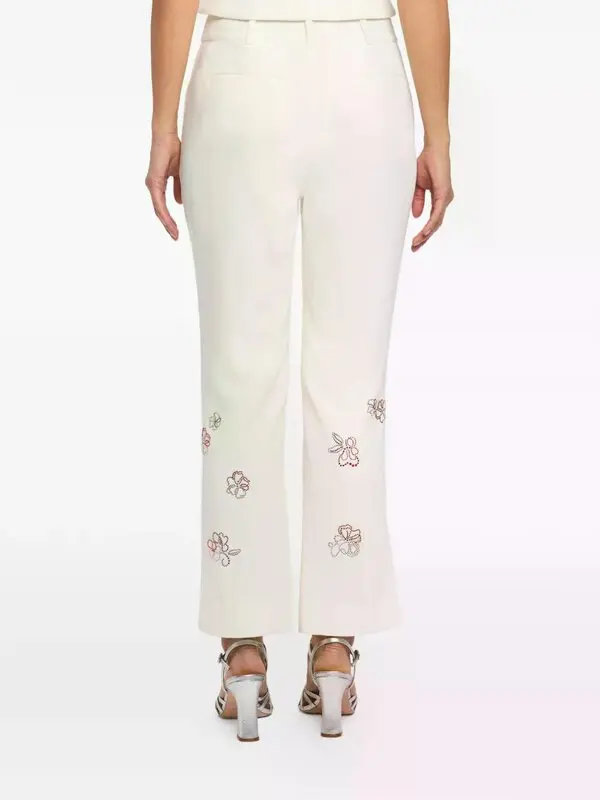Cinq À Sept Floral-detail Cropped Trousers - Neutrals