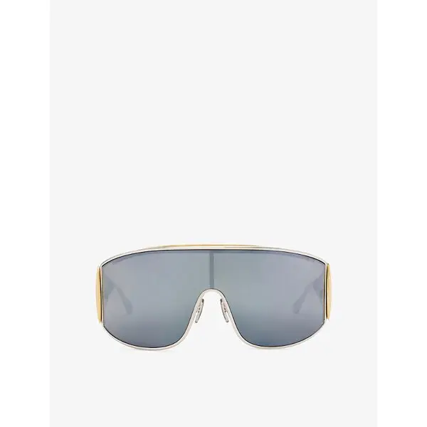 Loewe Speed Shield-frame Metal Sunglasses - Silver/gold