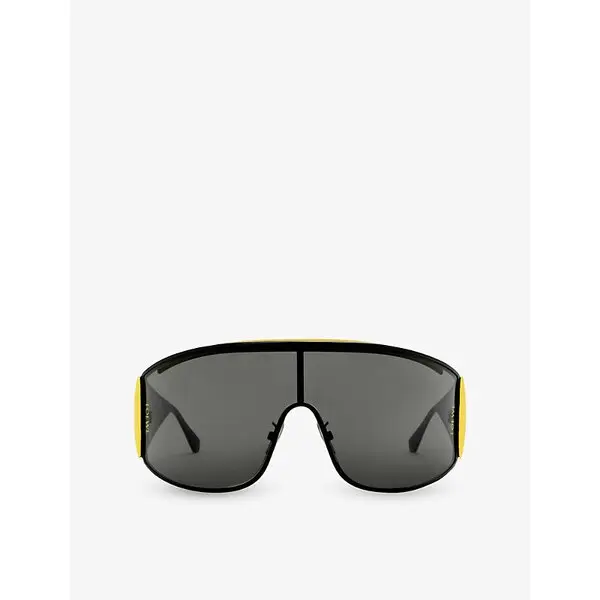Loewe Shield-frame Metal Sunglasses - Black/yellow