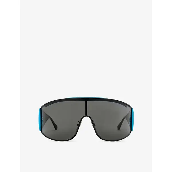 Loewe Shield Frame Metal Sunglasses - Black/blue