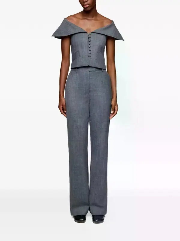 GANNI Wool Melange Off-shoulder Vest
