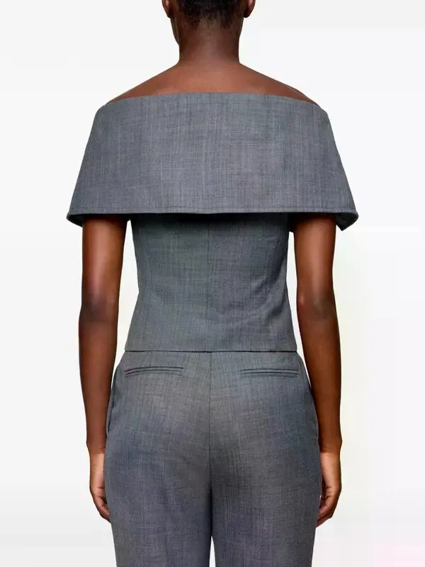 GANNI Wool Melange Off-shoulder Vest