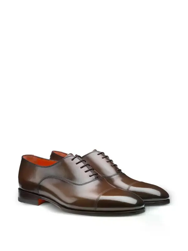 Santoni Leather Oxford Shoes - Brown