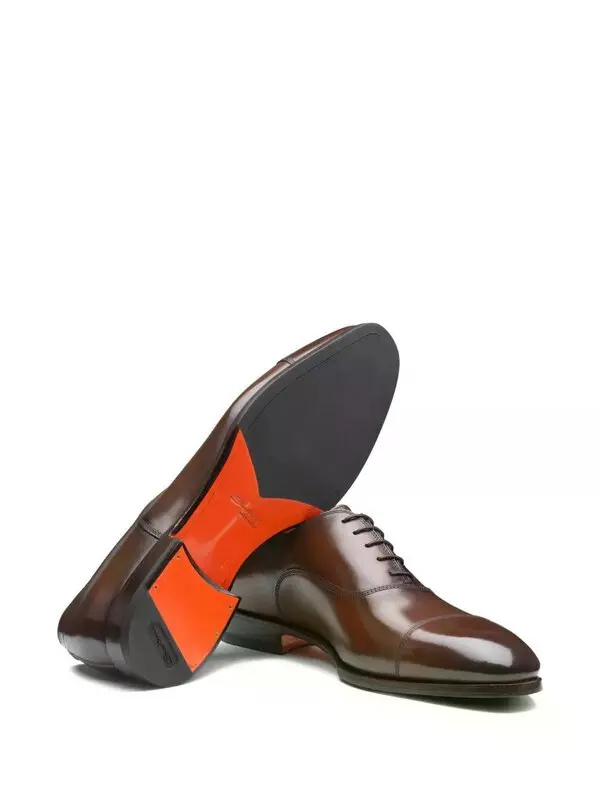 Santoni Leather Oxford Shoes - Brown