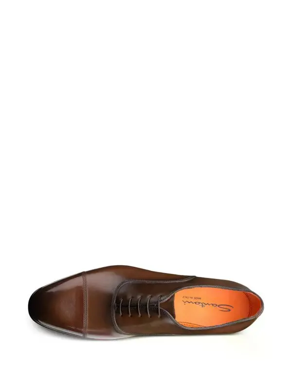 Santoni Leather Oxford Shoes - Brown