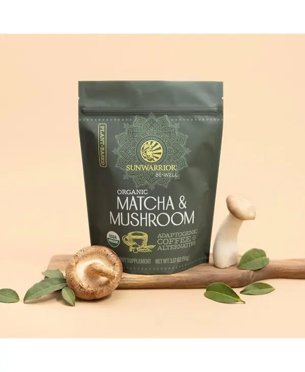 SUNWARRIOR Be Well Organic Matcha And Mushroom Powder