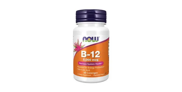 NOW FOODS Vitamin B-12 - White Background With Green Accents