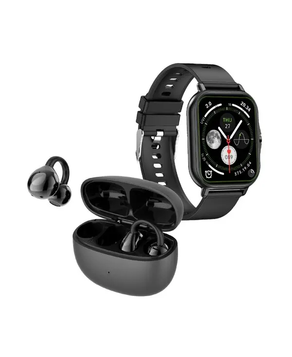 PURSONIC Smart Lifestyle Bundle: True Wireless Stereo Earbuds & All-in-one Bluetooth Smart Watch - Black