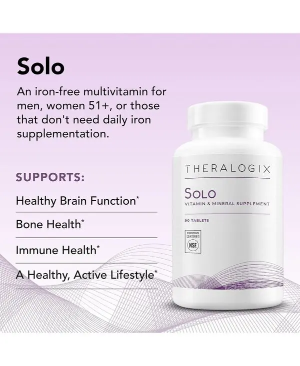 THERALOGIX Solo Multivitamin And Multimineral Supplement -90-day Supply Iron-free Multivitamin