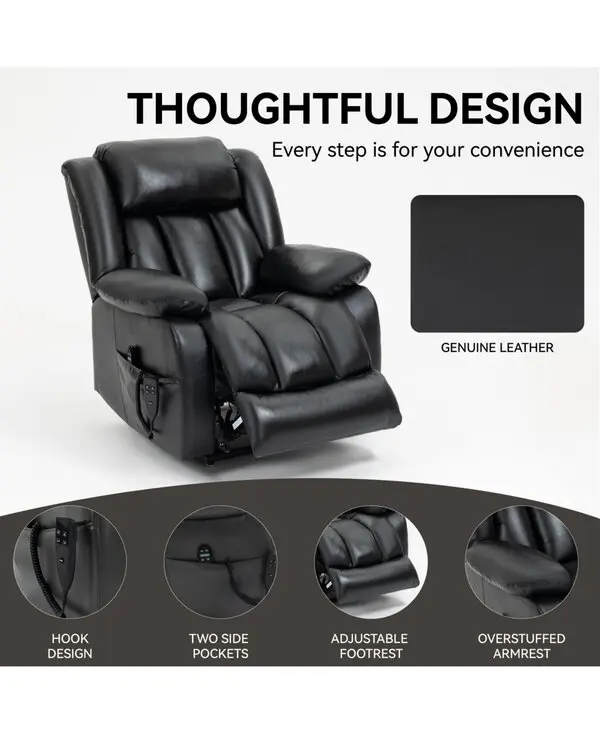 MAISON BOUCLE Genuine Leather Power Lift Recliner For Seniors