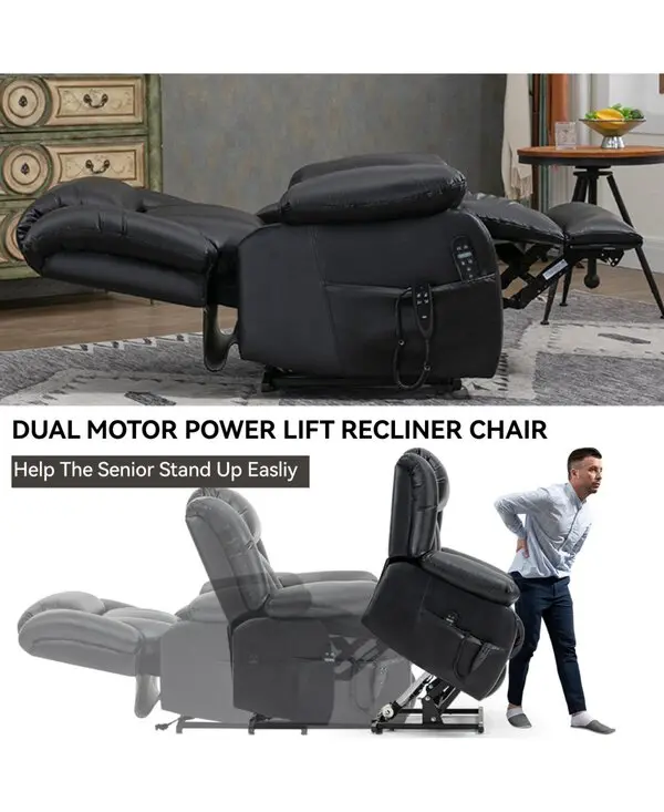 MAISON BOUCLE Genuine Leather Power Lift Recliner For Seniors