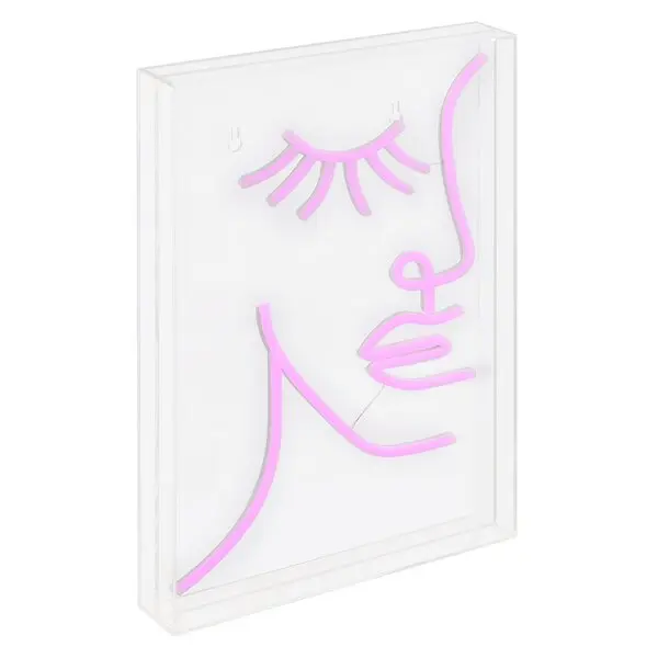 JONATHAN Y Half Face Contemporary Glam Acrylic Box Usb Operated Led Neon Light - Pink