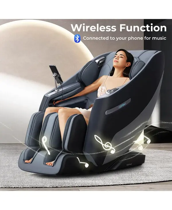 COSTWAY Zero Gravity Sl Track Full Body Massage Chair With Waist Heating & Airbag Massage