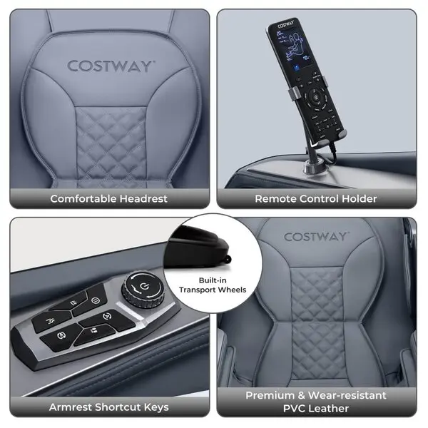 COSTWAY Zero Gravity Sl Track Full Body Massage Chair With Waist Heating & Airbag Massage