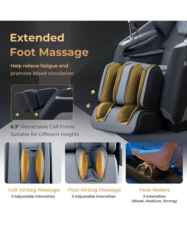 COSTWAY Zero Gravity Sl Track Full Body Massage Chair With Waist Heating & Airbag Massage