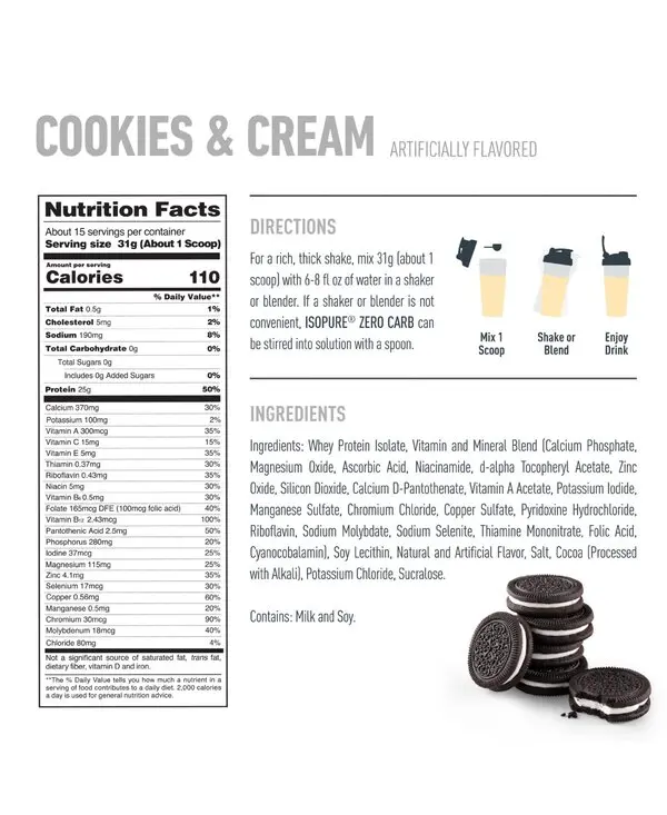 ISOPURE Zero Carb 100% Pure Whey Isolate Protein Powder