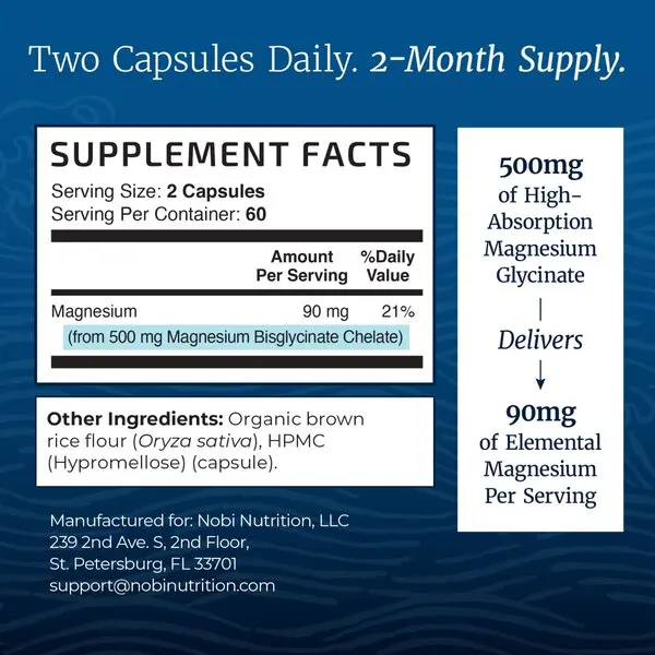 NOBI NUTRITION Magnesium Bisglycinate Capsules