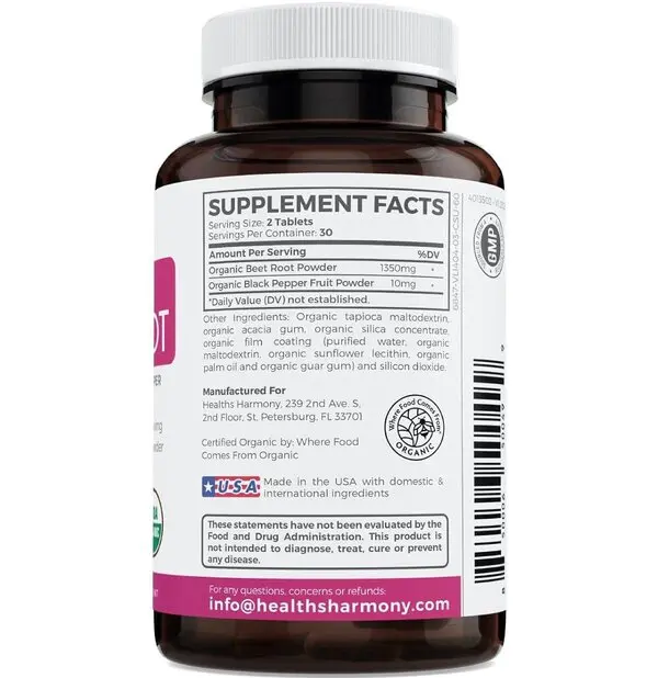 HEALTHS HARMONY Organic Beet Root Tablets