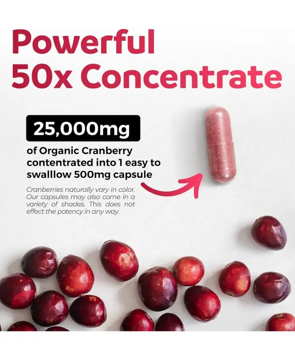 PURE CO Organic Cranberry Concentrate Capsules