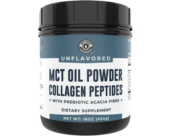 LEFT COAST PERFORMANCE Mct Oil Powder + Keto Collagen Peptides + Acacia Fibre 16oz Unflavored - No Color