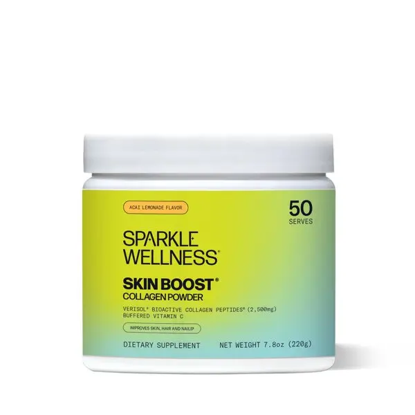 SPARKLE WELLNESS Skin Boost -serves Collagen Powder Supplement With Verisol Bioactive Hydrolyzed Collagen Peptides & Vitamin C To Improve Skin - Acai Lemonade