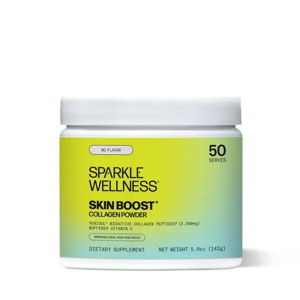 SPARKLE WELLNESS Skin Boost -serves Collagen Powder Supplement With Verisol Bioactive Hydrolyzed Collagen Peptides & Vitamin C To Improve Skin - No Flavor