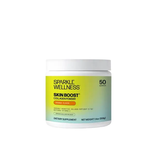 SPARKLE WELLNESS Skin Boost -serves Collagen Powder Supplement With Verisol Bioactive Hydrolyzed Collagen Peptides & Vitamin C To Improve Skin - Orange
