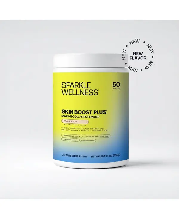 SPARKLE WELLNESS Marine Skin Boost Plus -serves Collagen Powder With Marine-derived Verisol Bioactive Hydrolyzed Peptides - Peach