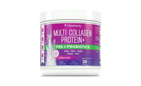 VITAUTHORITY Multi Collagen Protein + Prebiotic Probiotic Powder - No Color