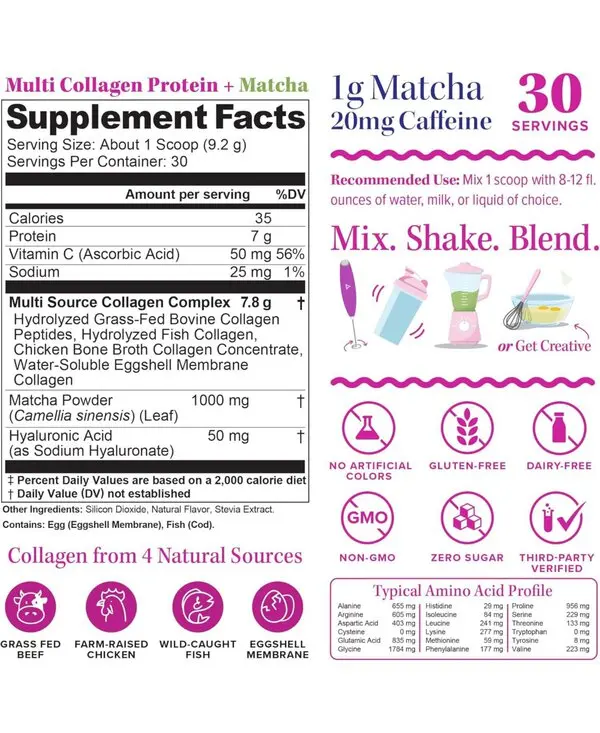 VITAUTHORITY Multi Collagen Protein + Matcha