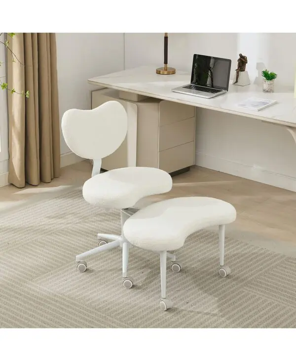 STREAMDALE FURNITURE Meditation Chair Plus Cross Legged Desk Chair With Lumbar Support - Ivory