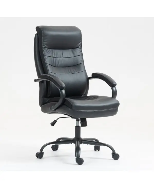STREAMDALE FURNITURE Ergonomic Pu Leather Office Chair With Lumbar Support - Black