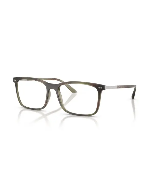 Giorgio Armani Square Eyeglasses - Matte Striped Olive