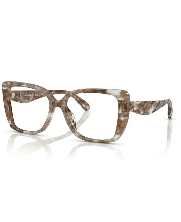 Tory Burch Square Eyeglasses - Crystal Brown Tortoise