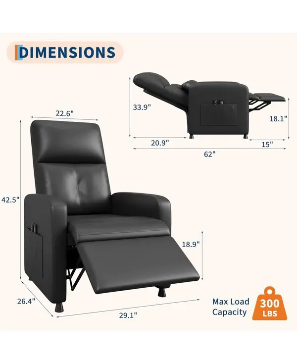 GAOMON Power Recliner Chair With Massage And Heat With Massage Function With Lumbar Support