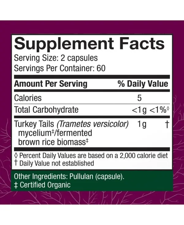 Host Defense Turkey Tail Capsules Digestive Health & Immune Response Support Supplement