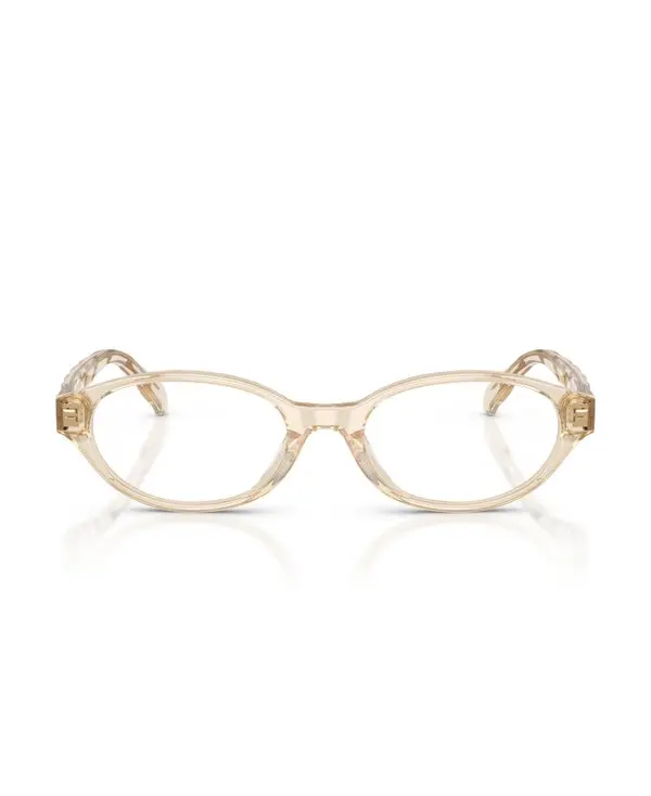 Tory Burch Oval Eyeglasses With Chevron Temples - Transparent Beige