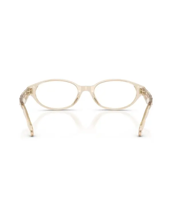 Tory Burch Oval Eyeglasses With Chevron Temples - Transparent Beige