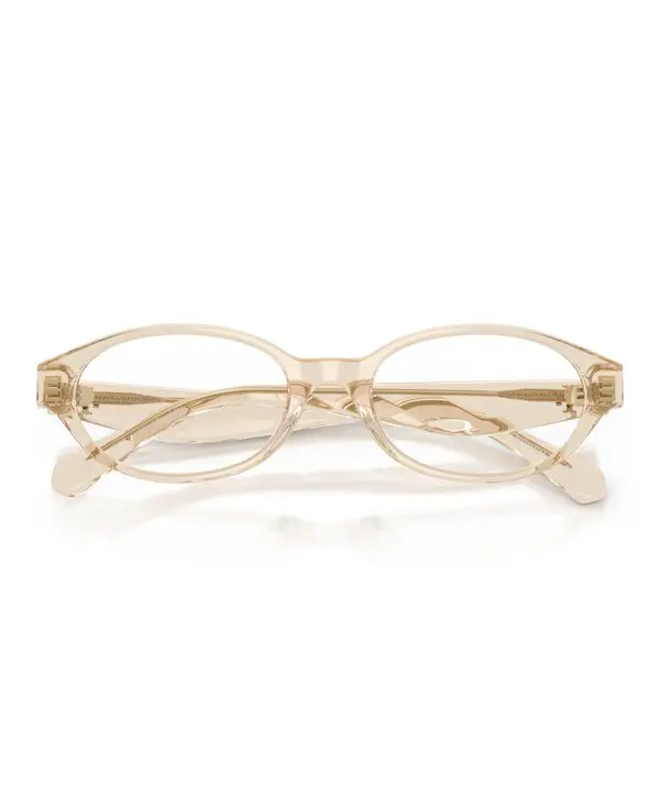Tory Burch Oval Eyeglasses With Chevron Temples - Transparent Beige