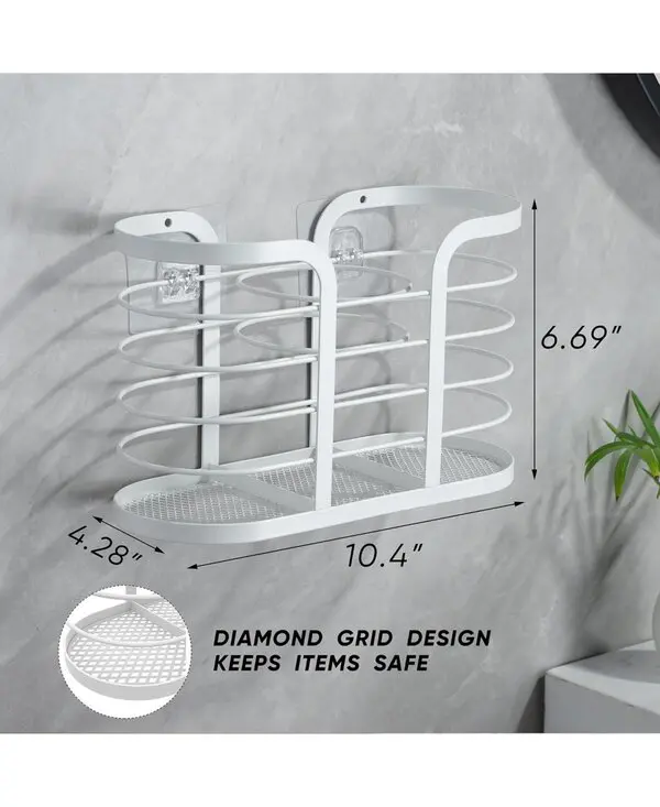 YIGII Hair Dryer Holder Adhesive Blow Dryer Holder/hair Tool Organizer Bathroom Organizer Stick On Wall Mounted Multi-functional Hair Dryer Rack