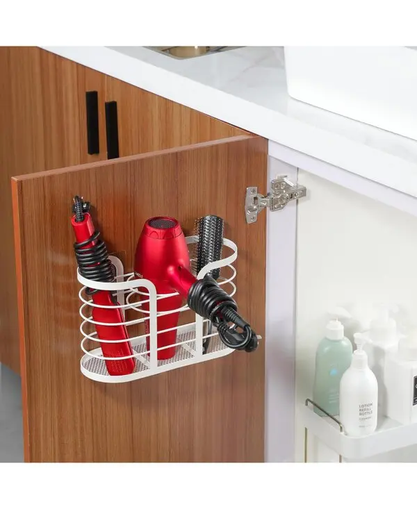 YIGII Hair Dryer Holder Adhesive Blow Dryer Holder/hair Tool Organizer Bathroom Organizer Stick On Wall Mounted Multi-functional Hair Dryer Rack