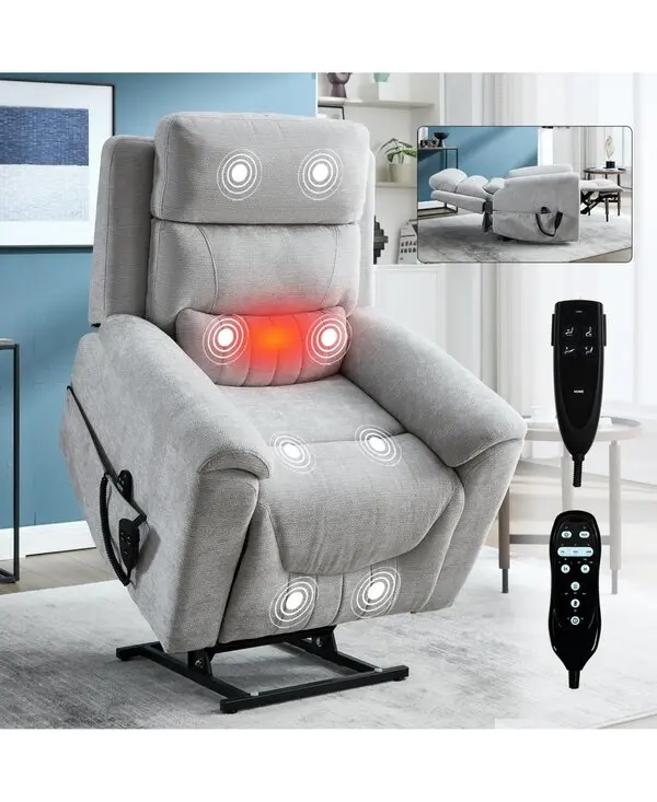 CLIHOME Power Lift Recliner Chair - Light Grey