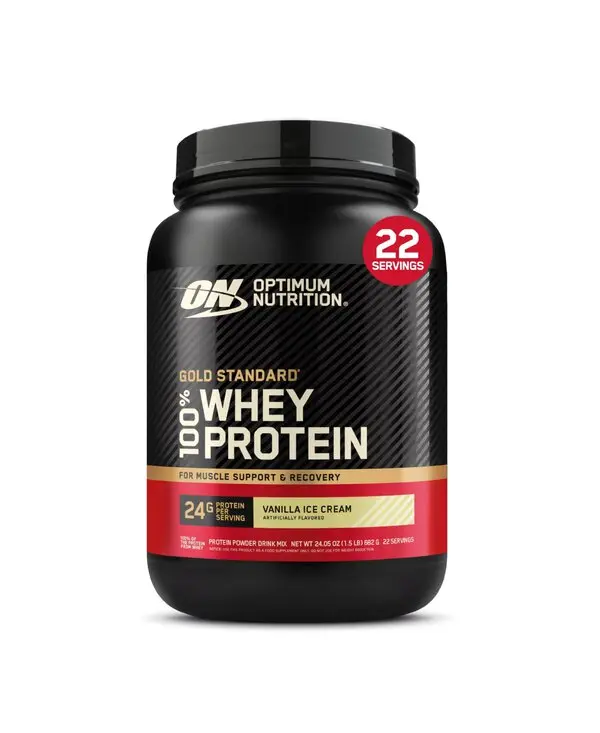 OPTIMUM NUTRITION Gold Standard 100% Whey Protein Vanilla Ice Cream Protein Powder Drink Mix 24.05 Oz - No Color