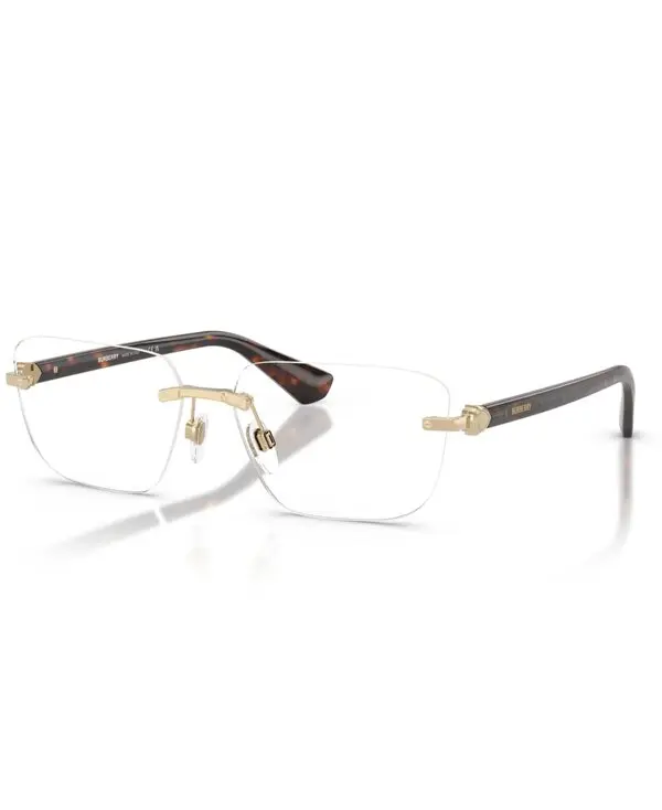Burberry Rimless Rectangle Eyeglasses With Tortoiseshell Accents - Light Gold