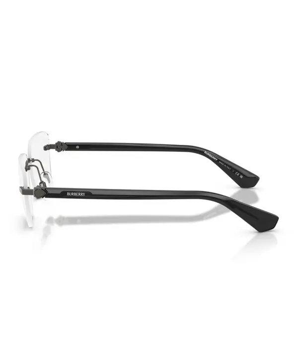 Burberry Rimless Rectangle Eyeglasses With Tortoiseshell Accents - Matte Gray