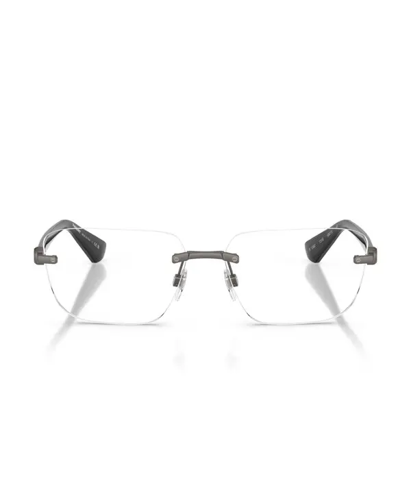 Burberry Rimless Rectangle Eyeglasses With Tortoiseshell Accents - Matte Gray