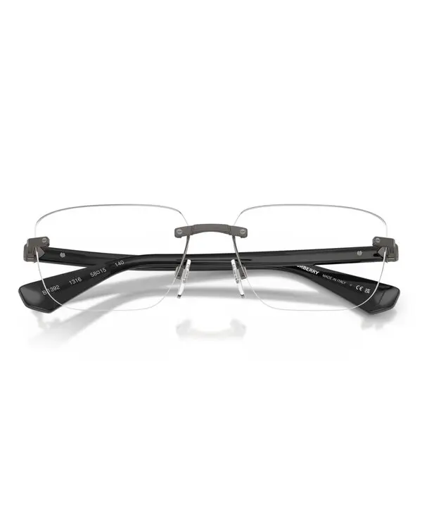 Burberry Rimless Rectangle Eyeglasses With Tortoiseshell Accents - Matte Gray